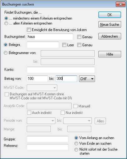 Buchungen suchen – Support Crésus