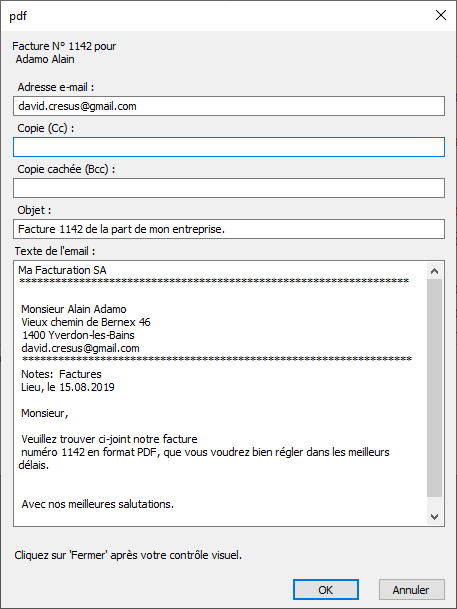 Envoi de documents par e-mail - Crésus Facturation - Support Crésus