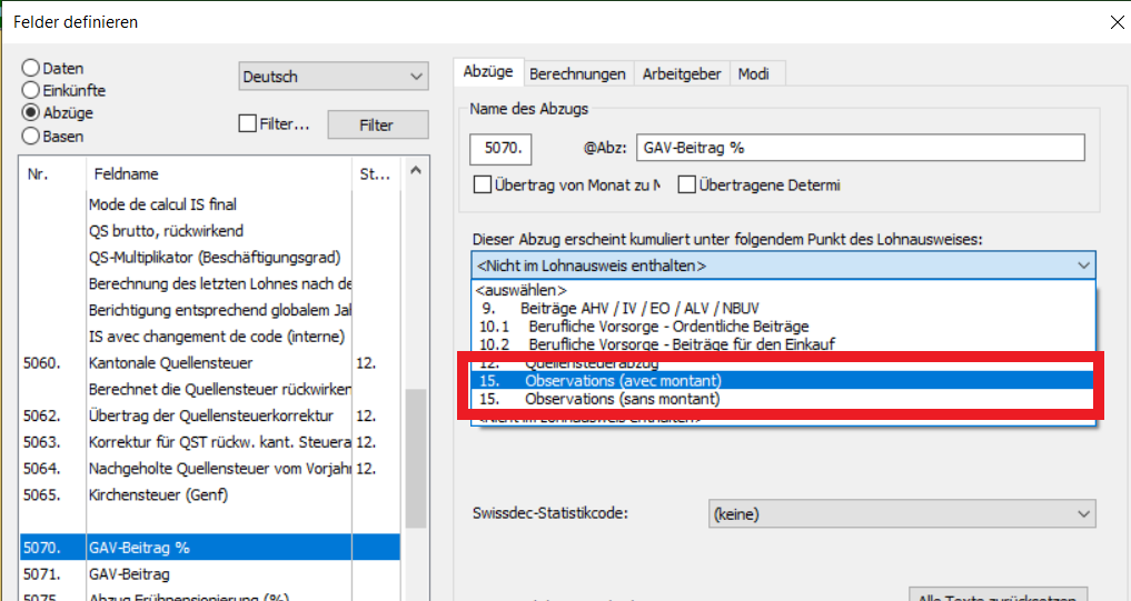 Wie erfasse ich eine Bemerkung unter Ziffer 15 des Lohnausweises ...