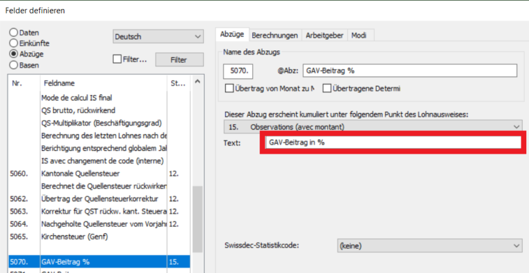 Wie erfasse ich eine Bemerkung unter Ziffer 15 des Lohnausweises ...