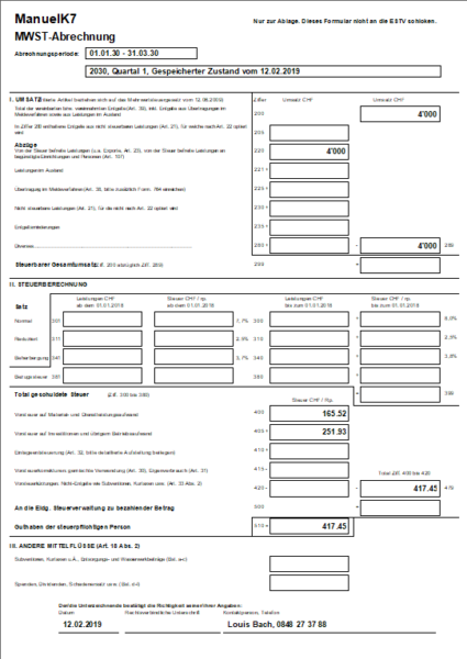 MWST-Formular - Crésus Finanzbuchhaltung - Support Crésus